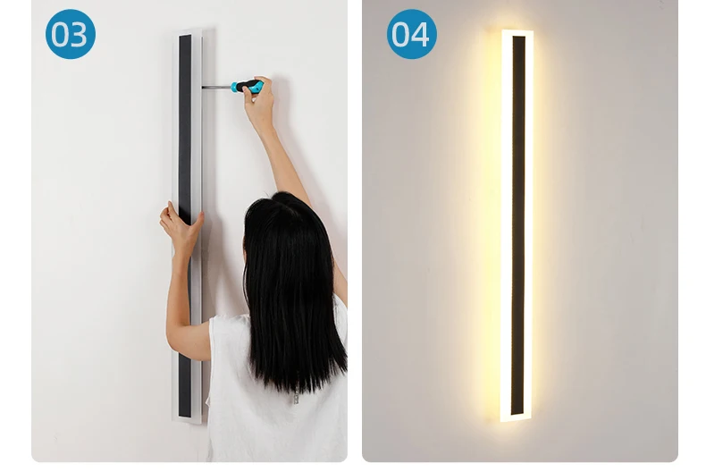 Modern Long Strip Garden Porch Wall Lamp Black Outdoor Porch Led Linear ...