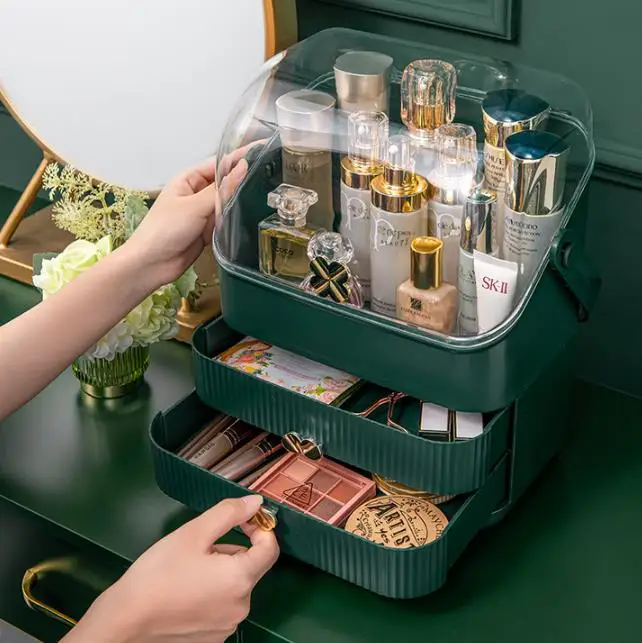 New Light Luxury Cosmetics Storage Box Large Capacity Desktop Finishing ...