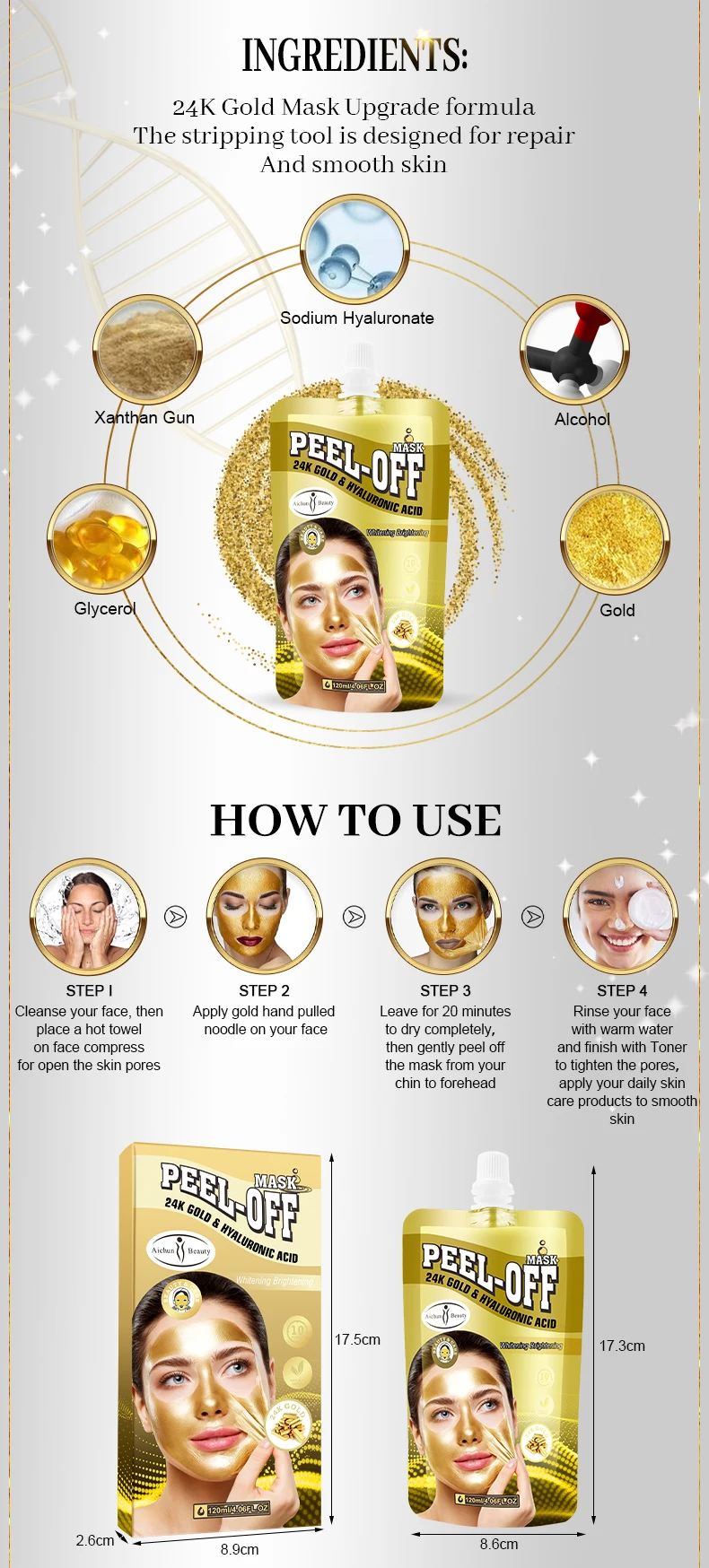Pure Luxury 24k Gold Facial Peel Off Mask Moisturizing Anti-wrinkle ...