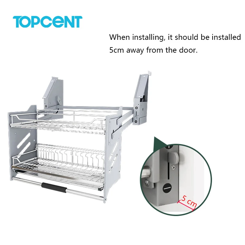 Topcent Hardware Kitchen Elevator Basket - Pull down Dish Rack