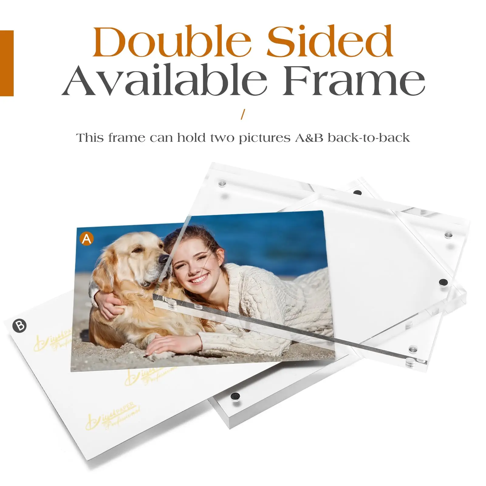 Custom Sized Desktop Display - Double-Sided Clear Acrylic Frame