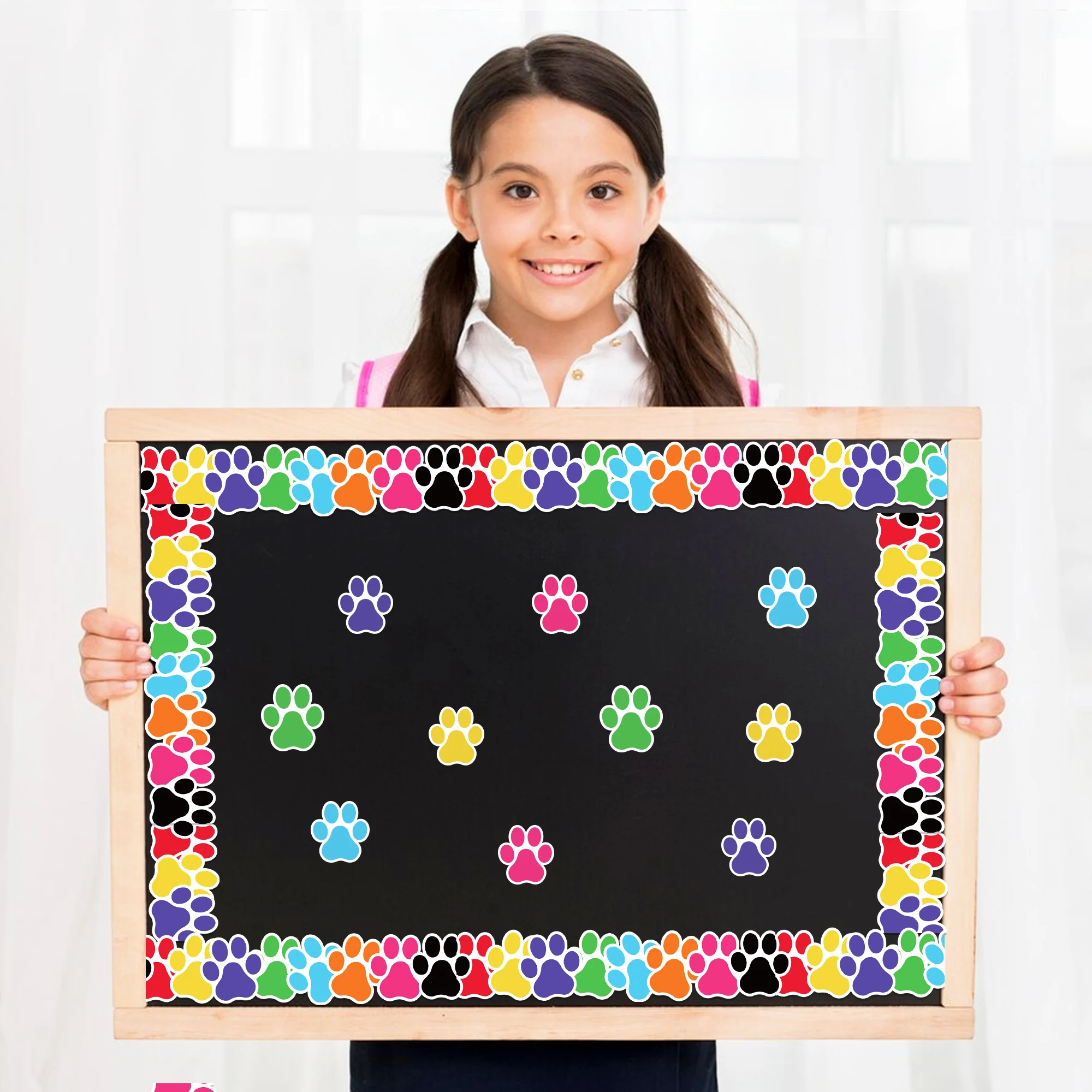 Huancai Paw Print Bulletin Board Border Trim Stickers Roll Self ...