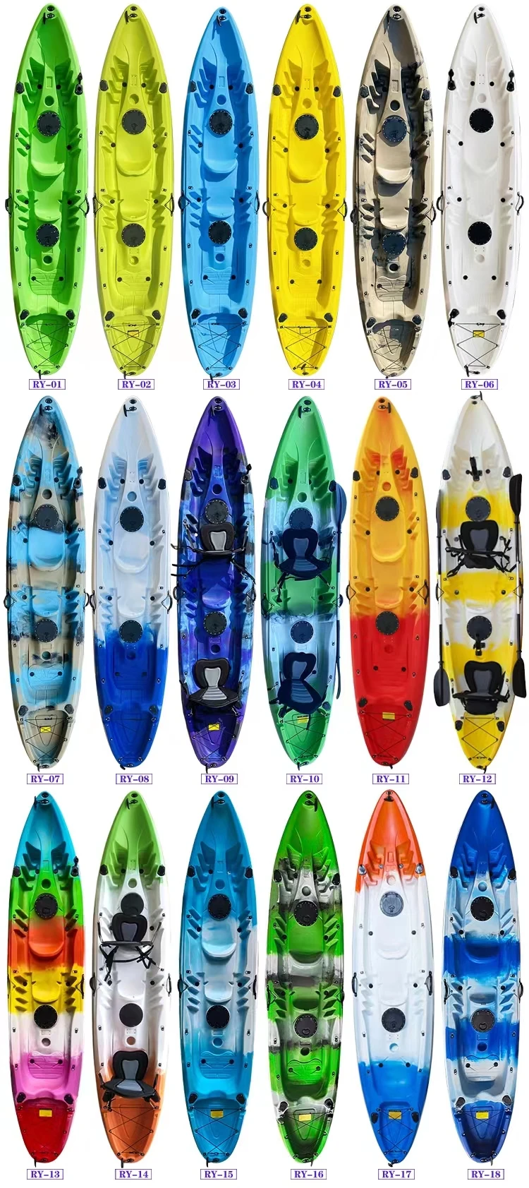 Outdoors Tandem Sit On Top Fishing Kayak for 2-3 Paddlers, OEM Available