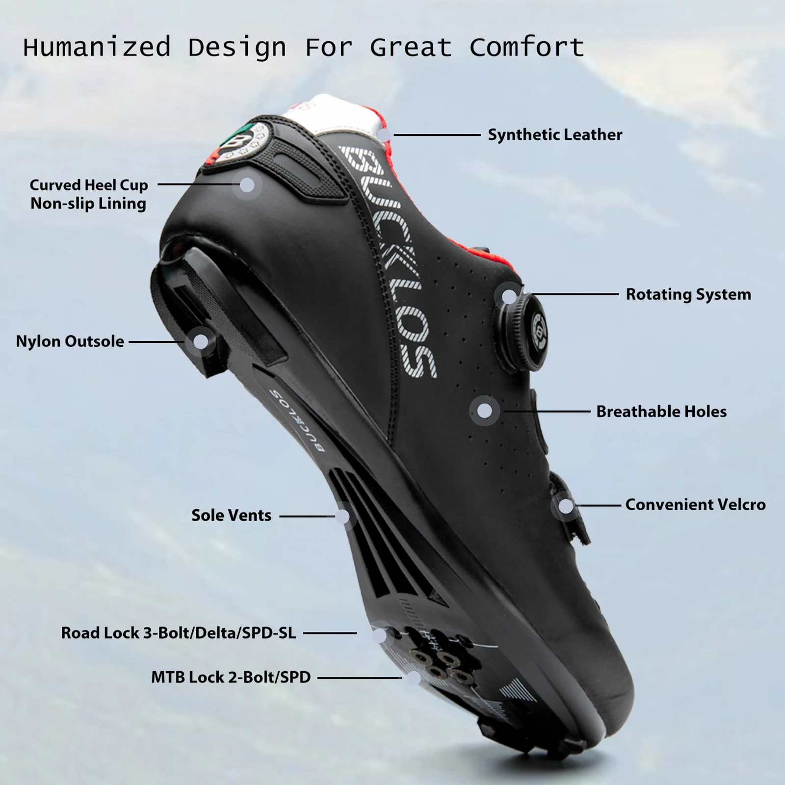BUCKLOS Road Bike Shoes - Ideal for Peloton and Outdoor Riding