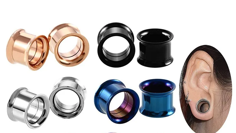 Ear Tunnel Gauges Externally Threaded Flared Ear Expander Piercing ...