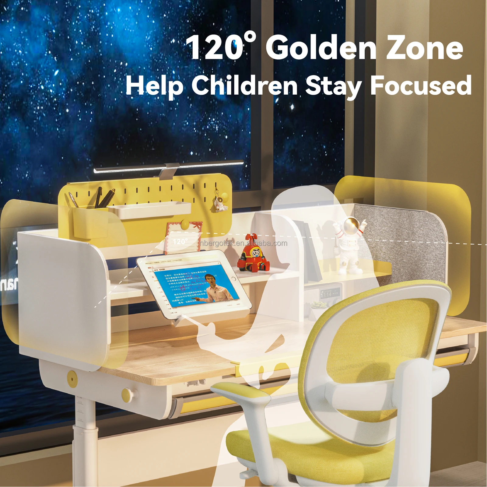 Model Design Kids Learning Desk Wooden Adjustable Ergonomic Wood Steel ...