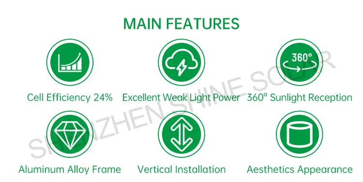 100W Cylindrical Solar Panels - Easy Installation for Garden Lights