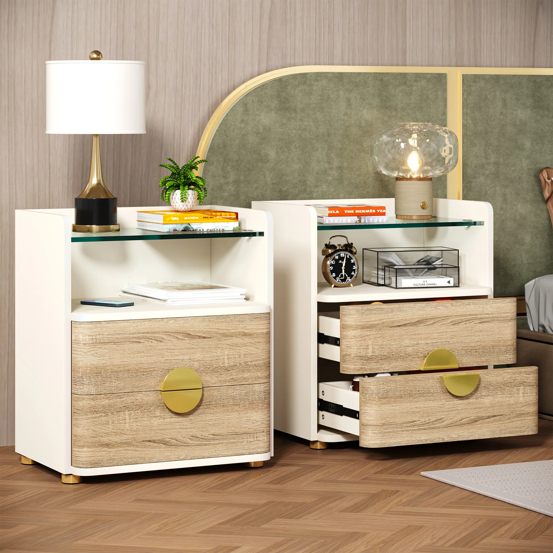 Home Furniture Bedroom Living Modern Design Night Stand Wooden Bedside ...