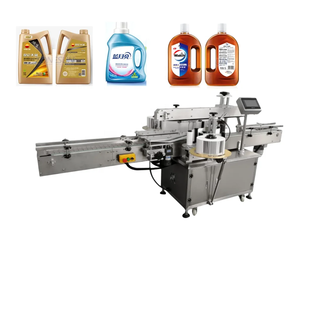 Single Use Label Applicator Back And Front Sides Square Glass Bottle ...