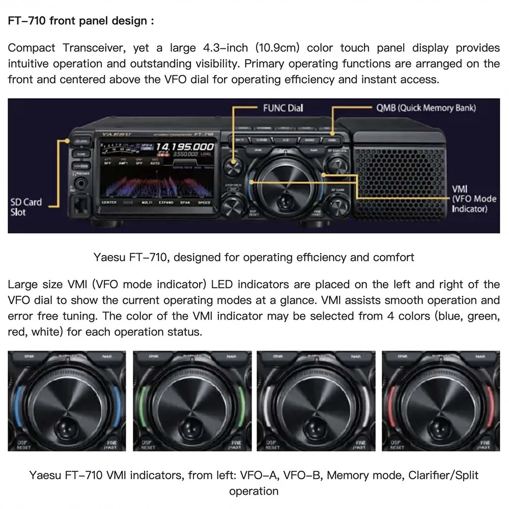 Yaesu FT-710 - Compact 100W HF Radio for CW AM FM Bands