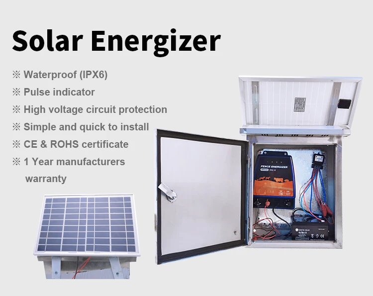 Livestock 12v Battery Solar Farm Electrical Fencing Charger Intelligent ...