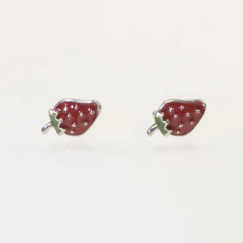 Red Enamel Strawberry Earring Ear Stud Women Fashion Earring - Buy ...