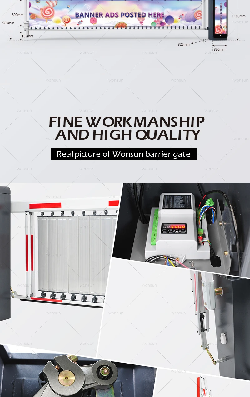 WONSUN BLDC 24V Advertising Barrier Gate - 4.5m Boom