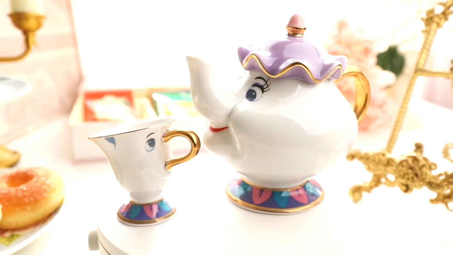 Beauty And The Beast Coffee Set Porcelain Cartoon Ceramic Cup Pot Mrs ...