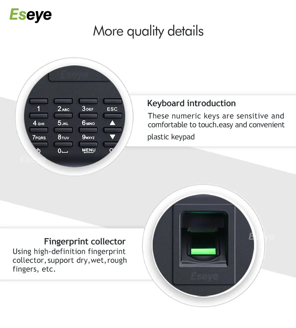 Eseye ID Card Fingerprint Biometric Access Control Device Time ...