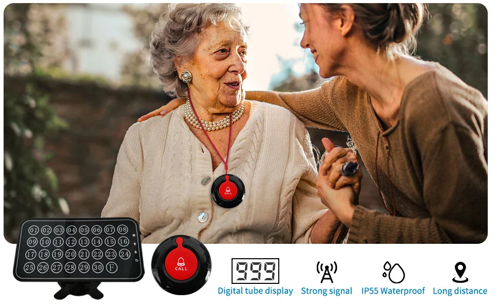 Caregiver Pager Wireless Nurse Call Buttons For Elderly Monitoring Sos ...