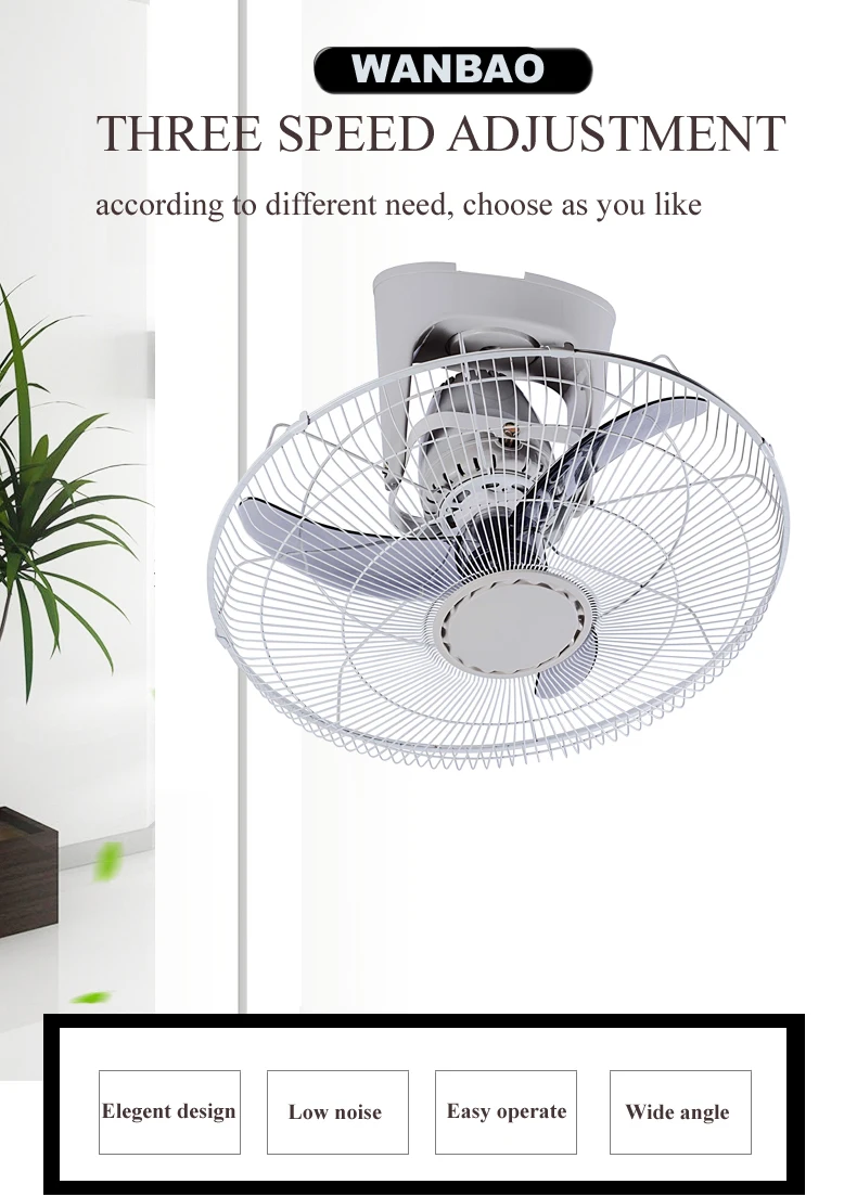 18 Inch Foldable Metal Orbit Ceiling Fan - Modern White Design with 3 ...