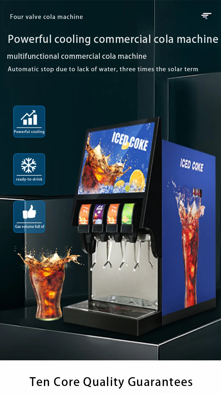 4-valve Carbonated Lemon Flavored Soda Machine - Cold Drink Fountain