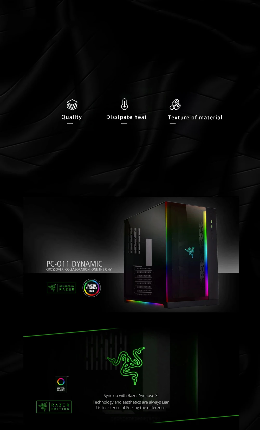 Lian Li O11 Dynamic&razer Edition - RGB Support & Dual Chamber