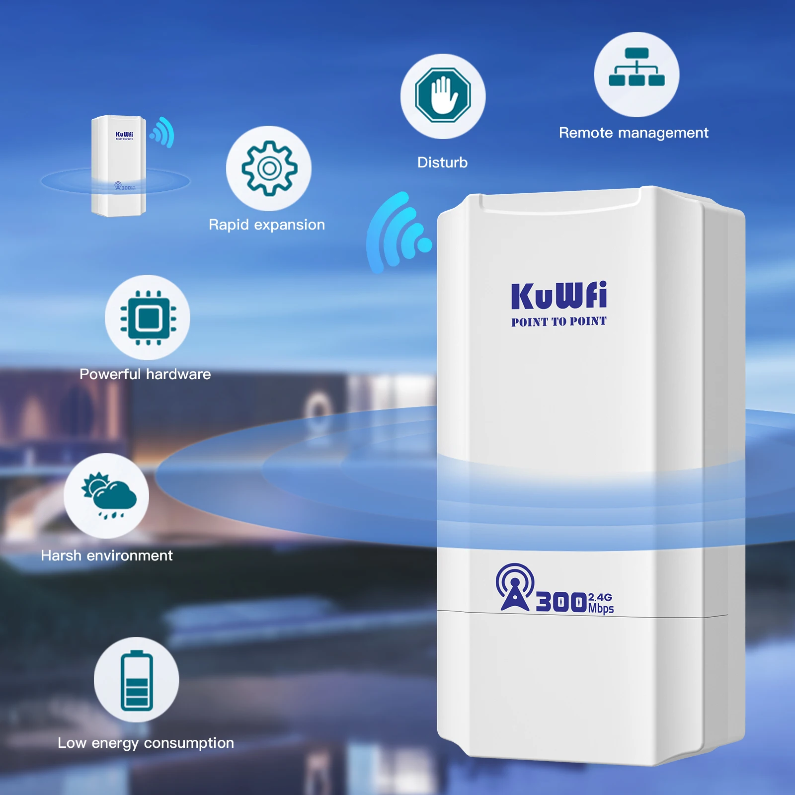 2024 New KuWFi Wifi Bridge 1-2km Long Range Wireless Cpe Outdoor 2.4ghz ...