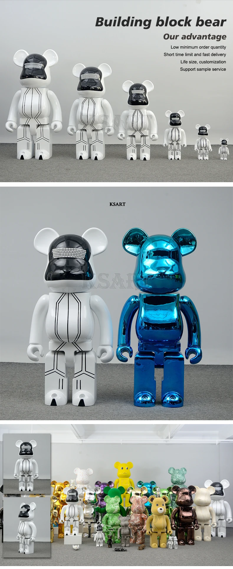 Decorative Resin Craft Gift - Large Bear Brick Statue
