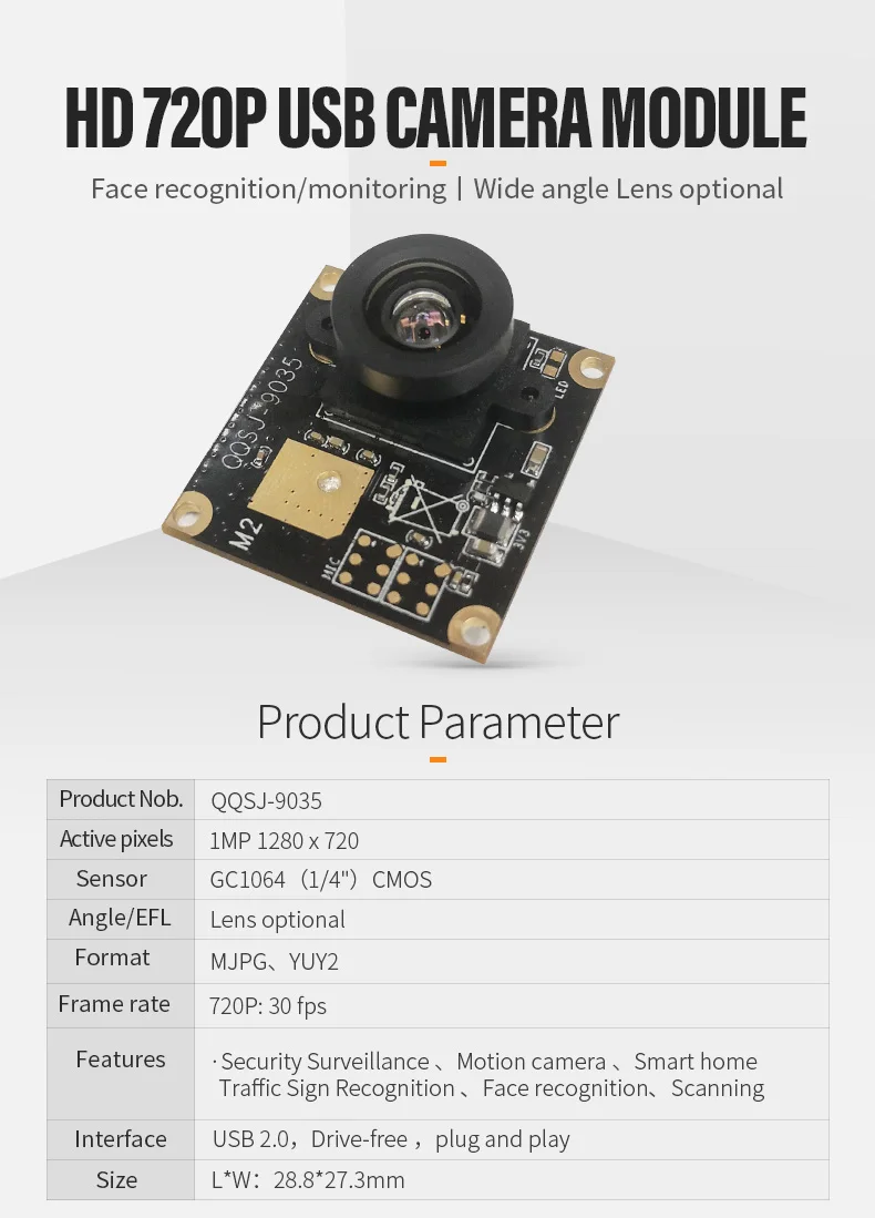 Factory Price 1mp Low Light Camera Module Gc1064 Cmos Sensor 720p Car ...