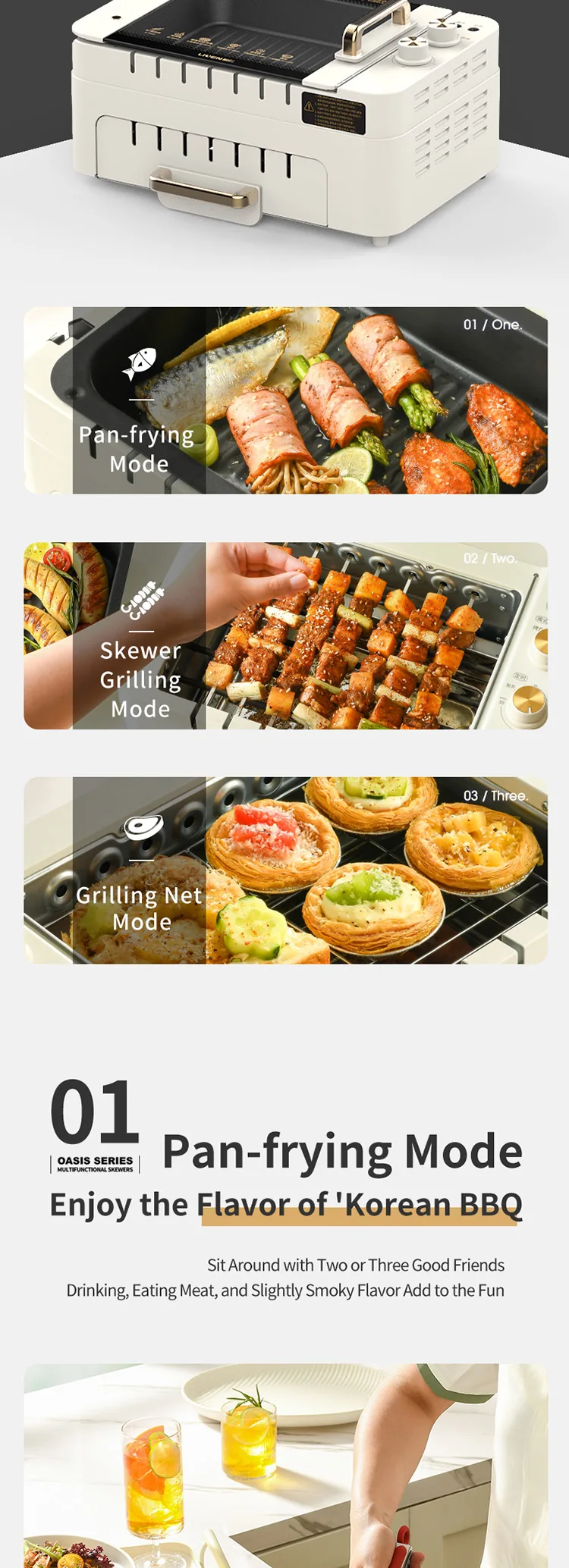 3 in 1 Electric BBQ Kebab Grill Machine - Smokeless & Efficient