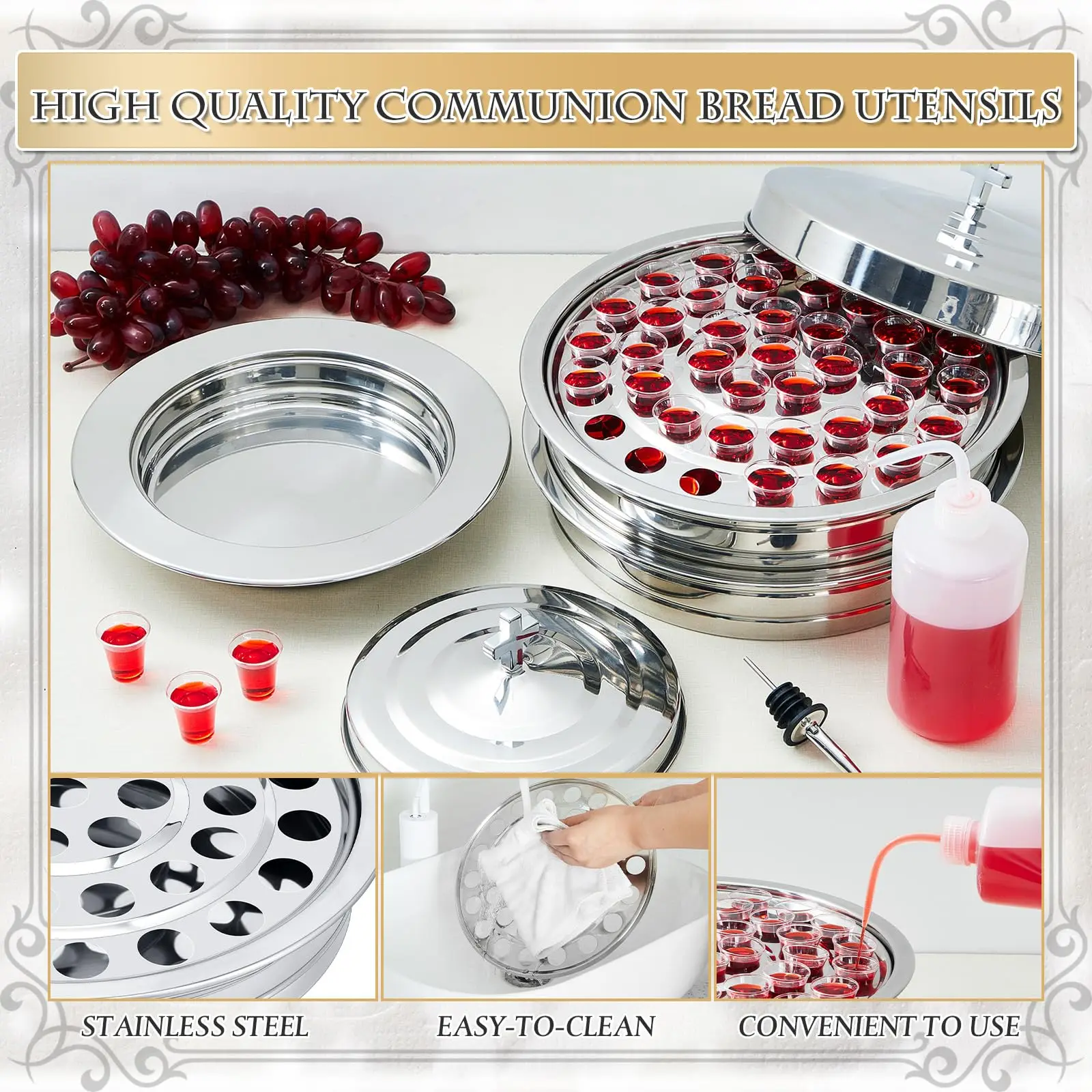 Churches Communion Cups Filler Set Silver Holy Communion Cups And Tray ...