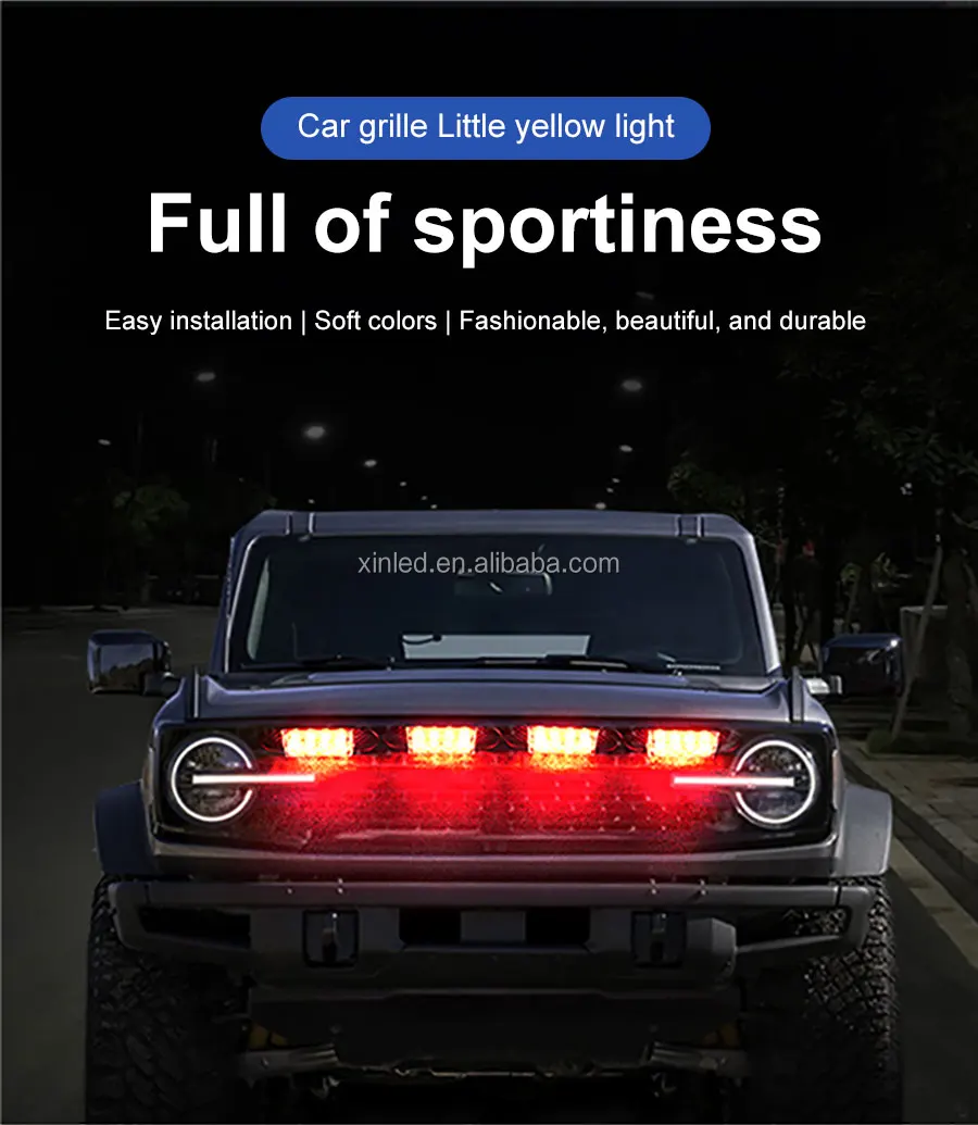 Hearxin LED Grille Light Kit Car Daytime Running Lights Spotlight ...