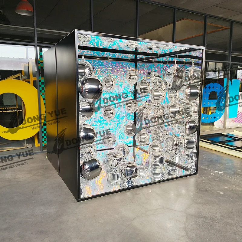 Custom Silver Mirror Photo Booth Box with Sequin Backdrop