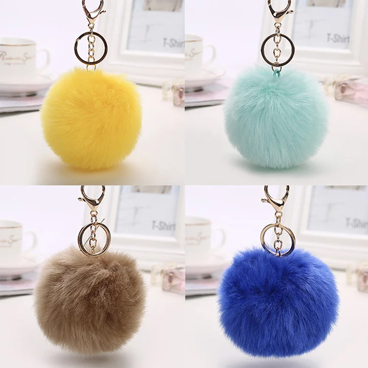Customizable Faux Fur Ball Keychains - Perfect Promotional Gifts