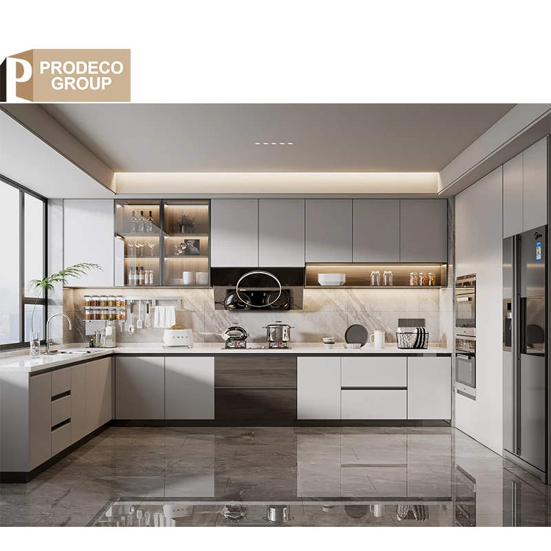 Prodeco Kitchen Furniture Modern Kichen Cabinets Sets Veneer Kitchen ...