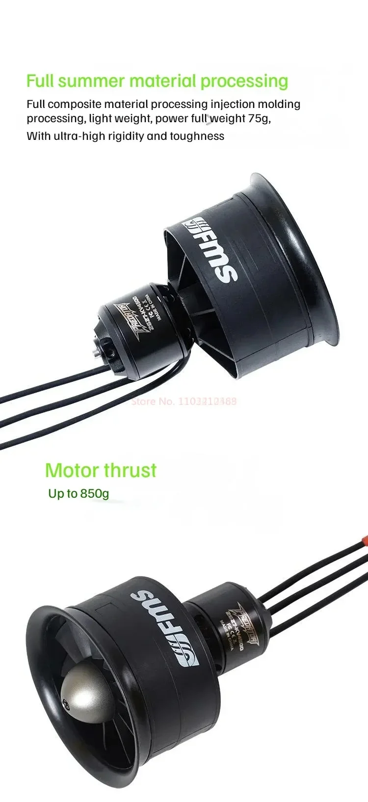 FMS 50mm Ducted Fan EDF Unit 11 Blade with KV4500 Motor for RC Jet ...