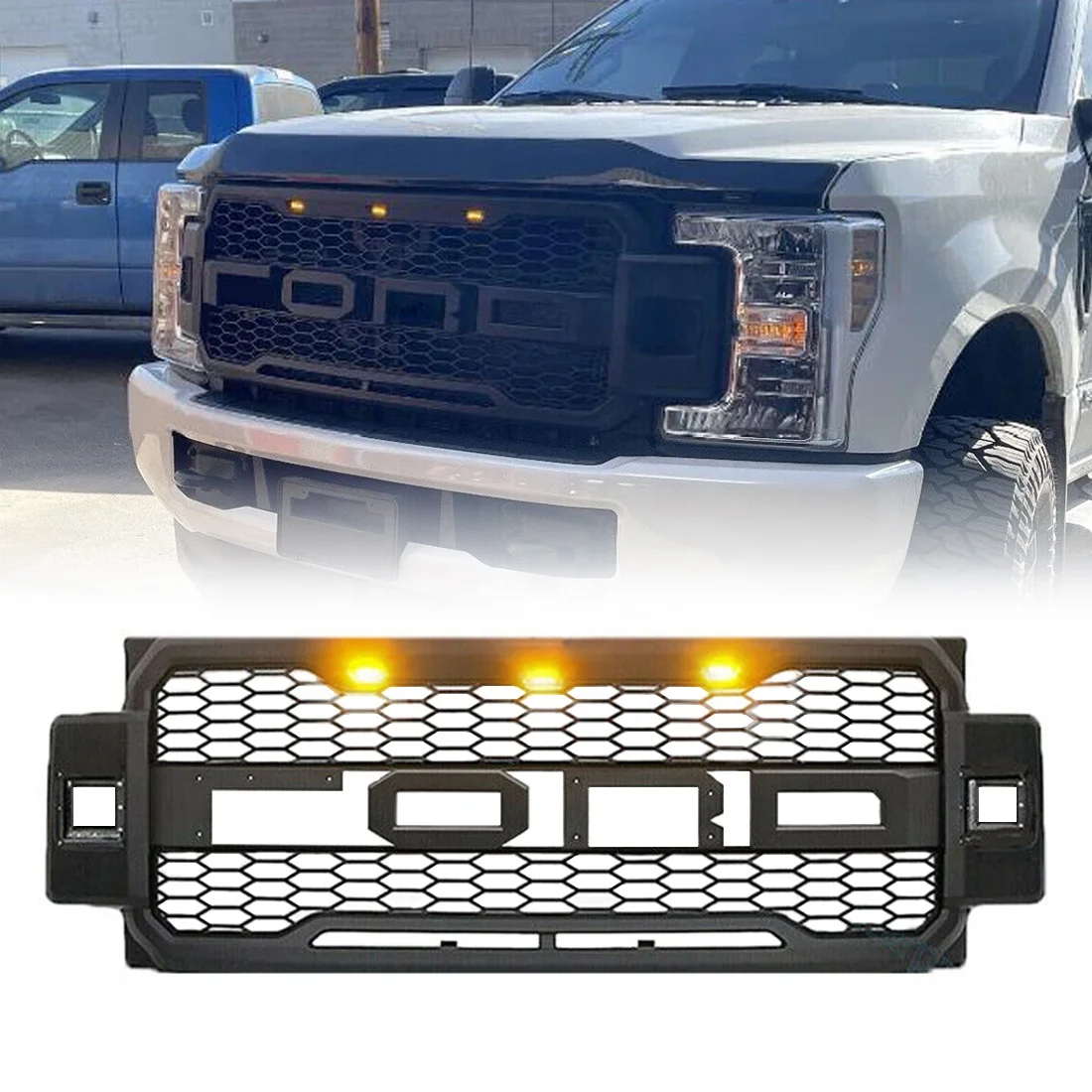 Custom Car Grills Raptor Style Front Bumper Grille With Letters For ...