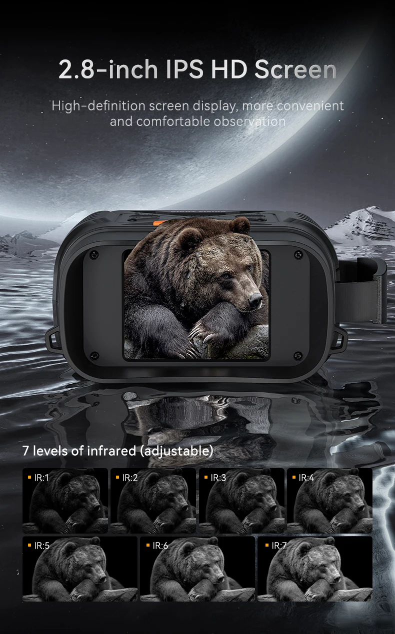 Inskam 328 10倍夜間視力スコープ 2.8インチ画面 銃猟用双眼鏡
