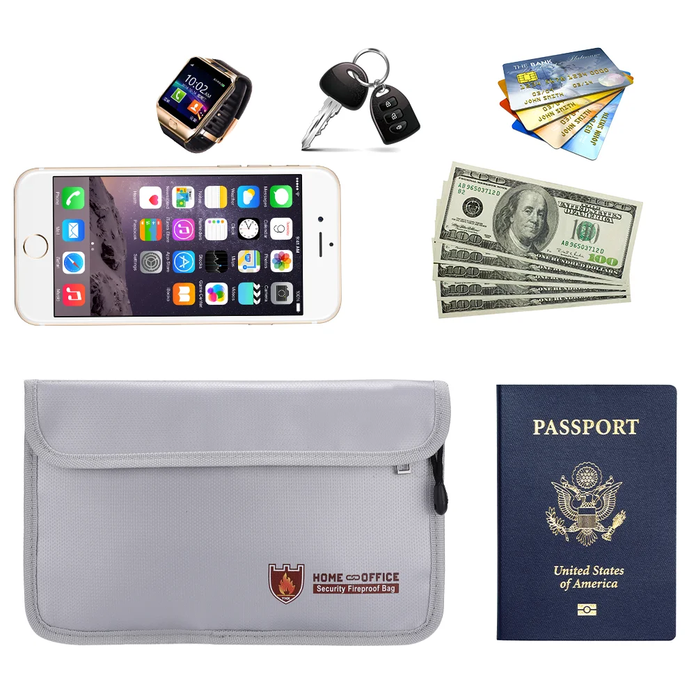Fireproof & Waterproof Two-pocket Document Bag - Travel Document Pouch ...