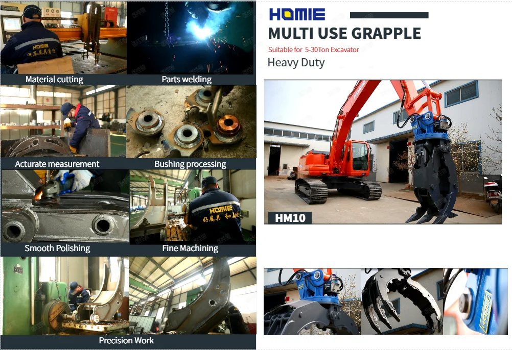 Sany SY35U Excavator Rotating Grapple - Mini Stone Grab