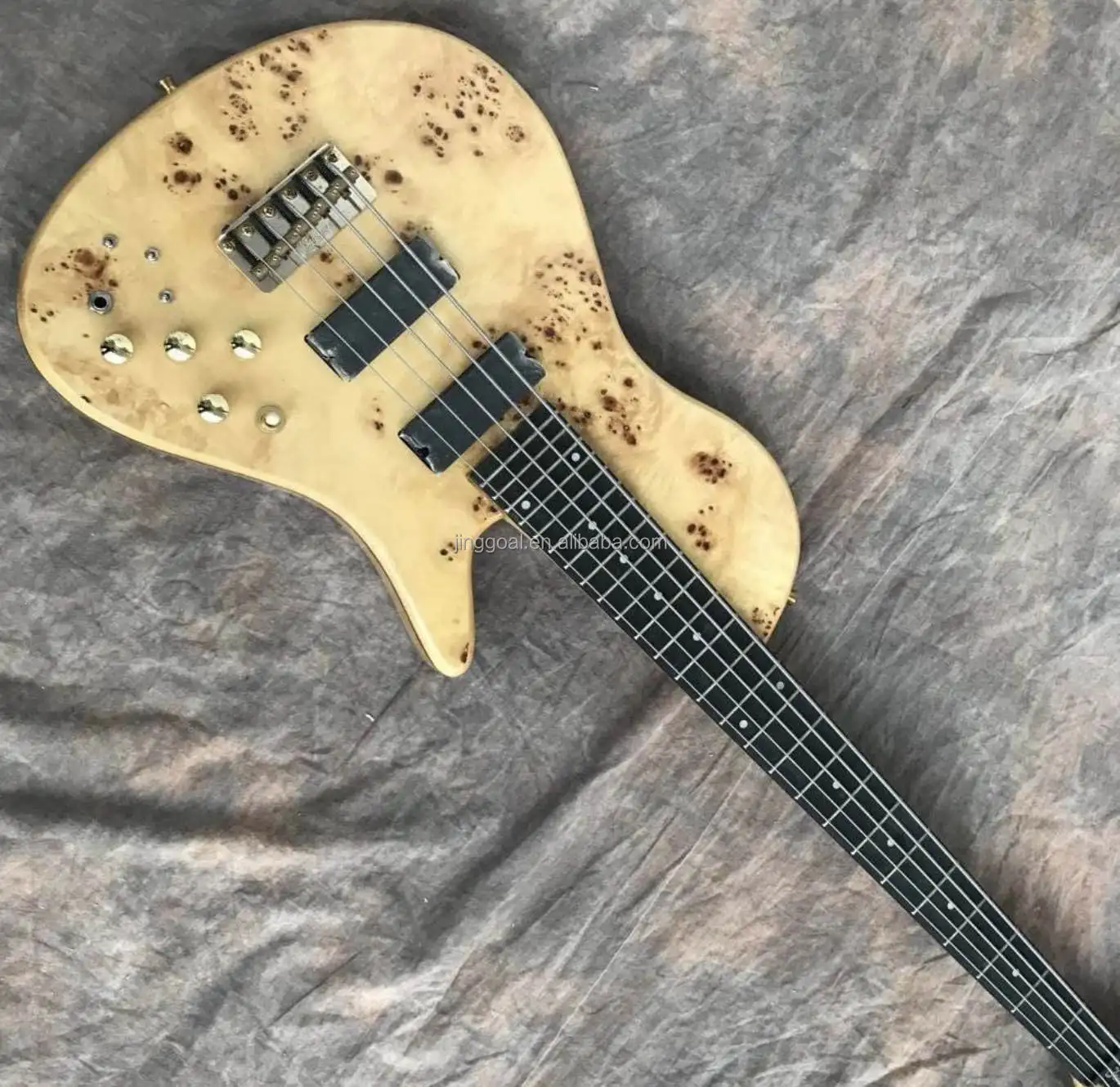 Custom Neck through Body Grand 5 Strings Bass in Natural Color