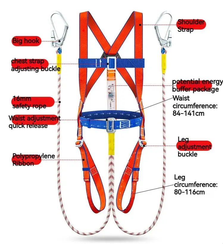 Outdoor Fall Protection - Double Large Hooks Safety Harness