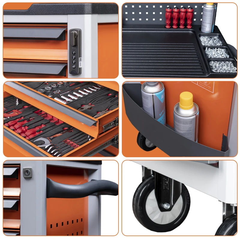 2 Door Steel Heavy Duty Workshop Tool Storage Cart Steel Tool Trolley ...