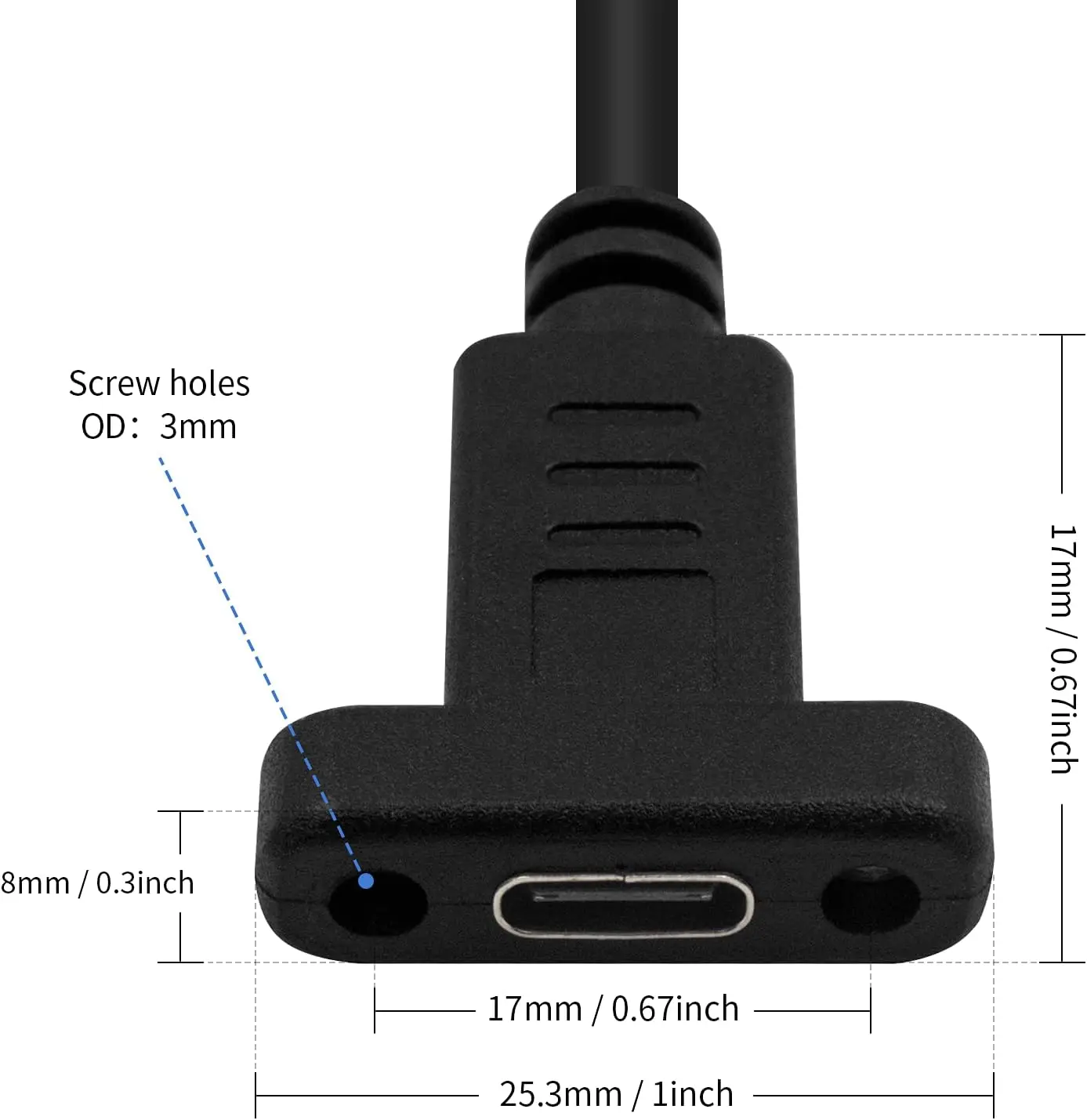 90 Degree Right Angle USB 3.1 Type C Male to Female Panel Mount Screw ...