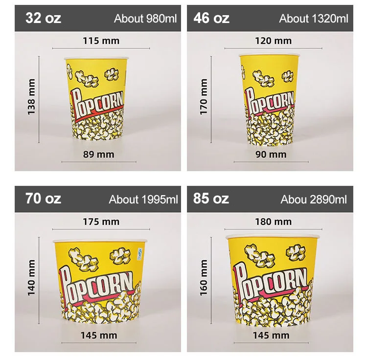 Greaseproof Popcorn Containers Cardboard Disposable Popcorn Buckets ...