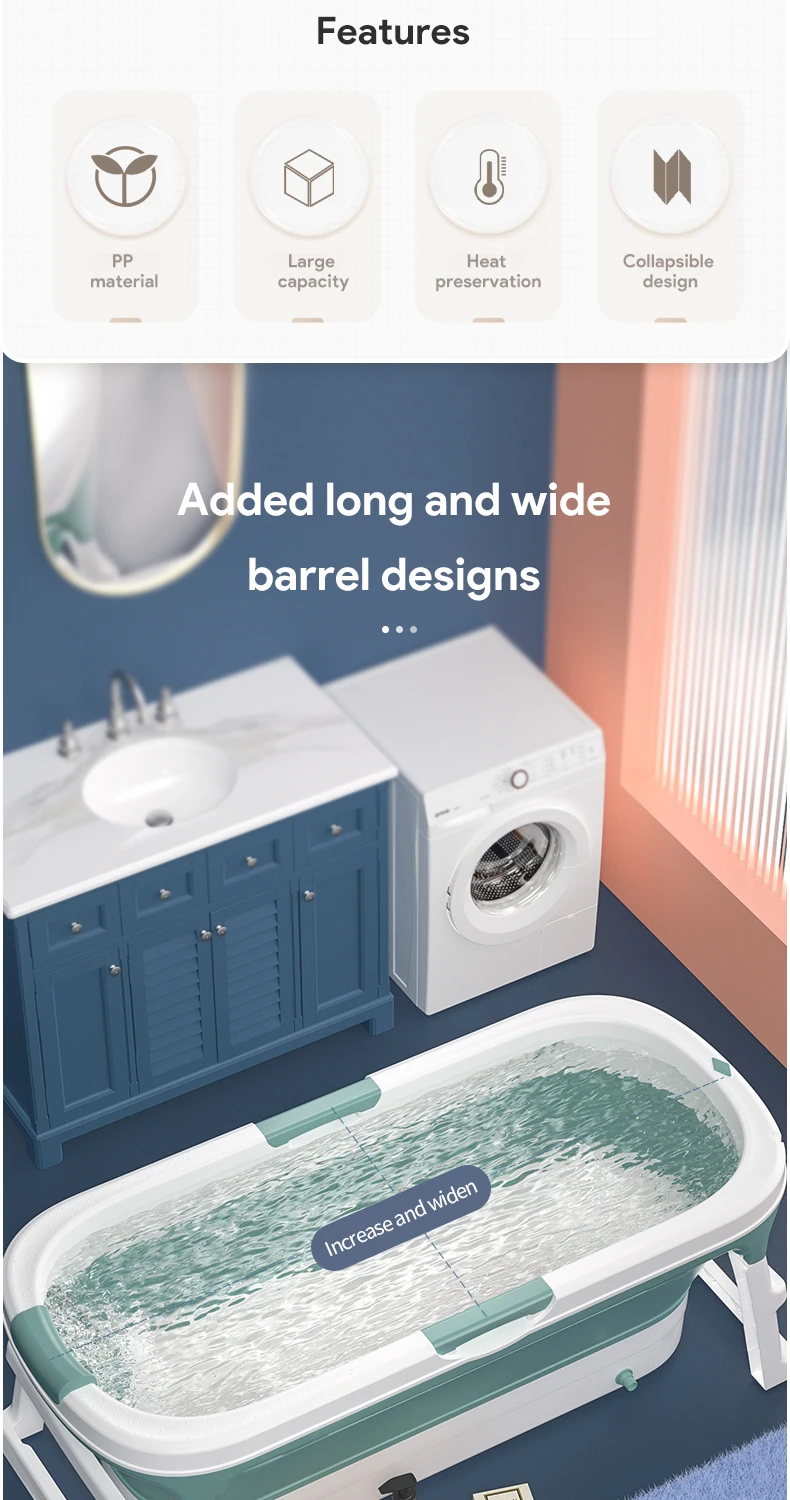 Bath Bob Foldable Bathtub For Adults Xxl Blue (62x23.6x20.8 Inch ...