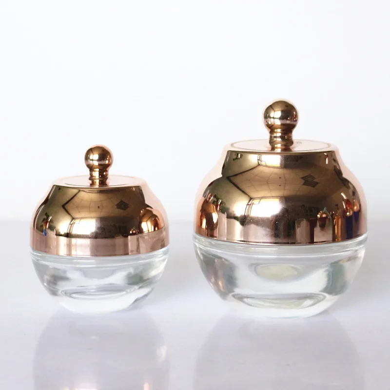 Blue Color 30g 50g Cosmetic Jars with Rose Gold Cover