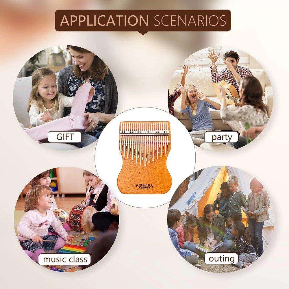 Gecko K24MAP Kalimba - 24 Keys Mahogany Musical Instrument