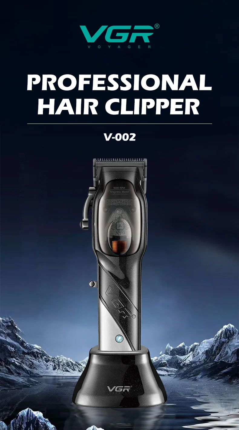 Vgr V-002 9000rpm Magnetic Motor Salon Hair Cut Machine Cordless Rechargeable Professional Hair ...