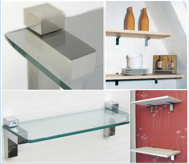 Sturdy Glass Shelf Brackets - Durable Metal Support Clamps