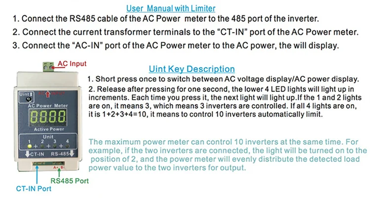 1000w Grid Tie Inverter Power Limiter Lcd Display Dc26-45v Ac230v Pure ...
