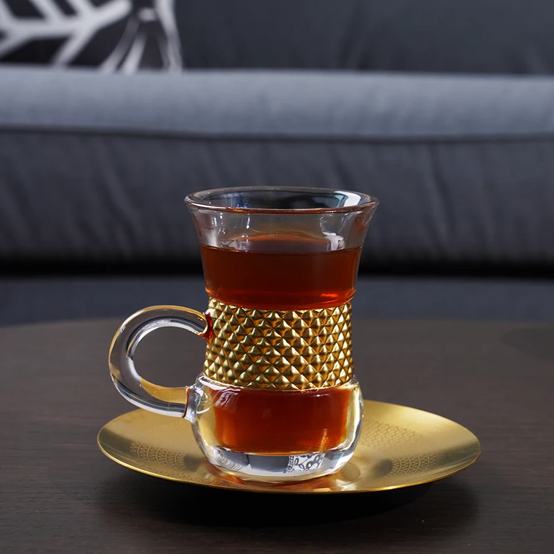 Wholesale Reusable Arabic Coffee Cup Glass Tea Cup Sets