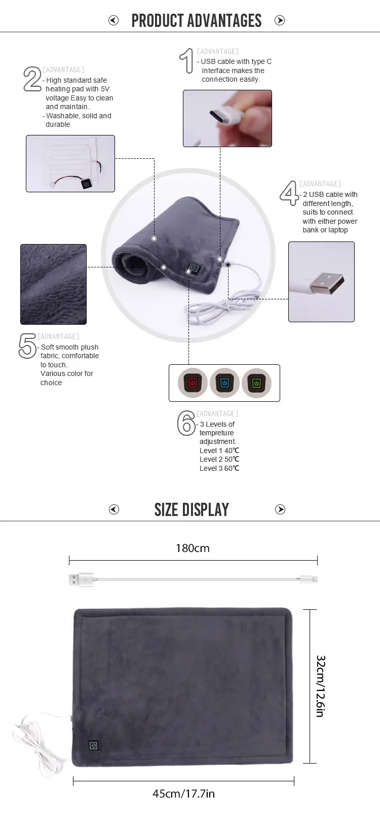 USB Heating Multi-purpose Blanket Pain Relief Hot Pack Electric Heat ...